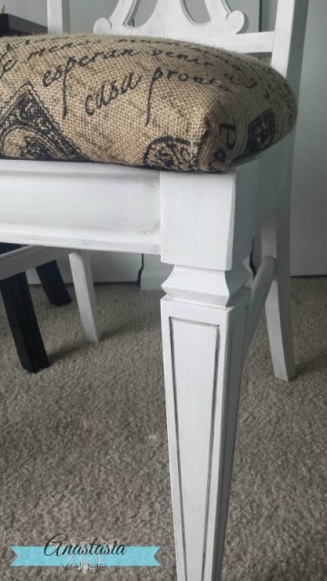 White & Burlap Upholstered Chair | Anastasia Vintage